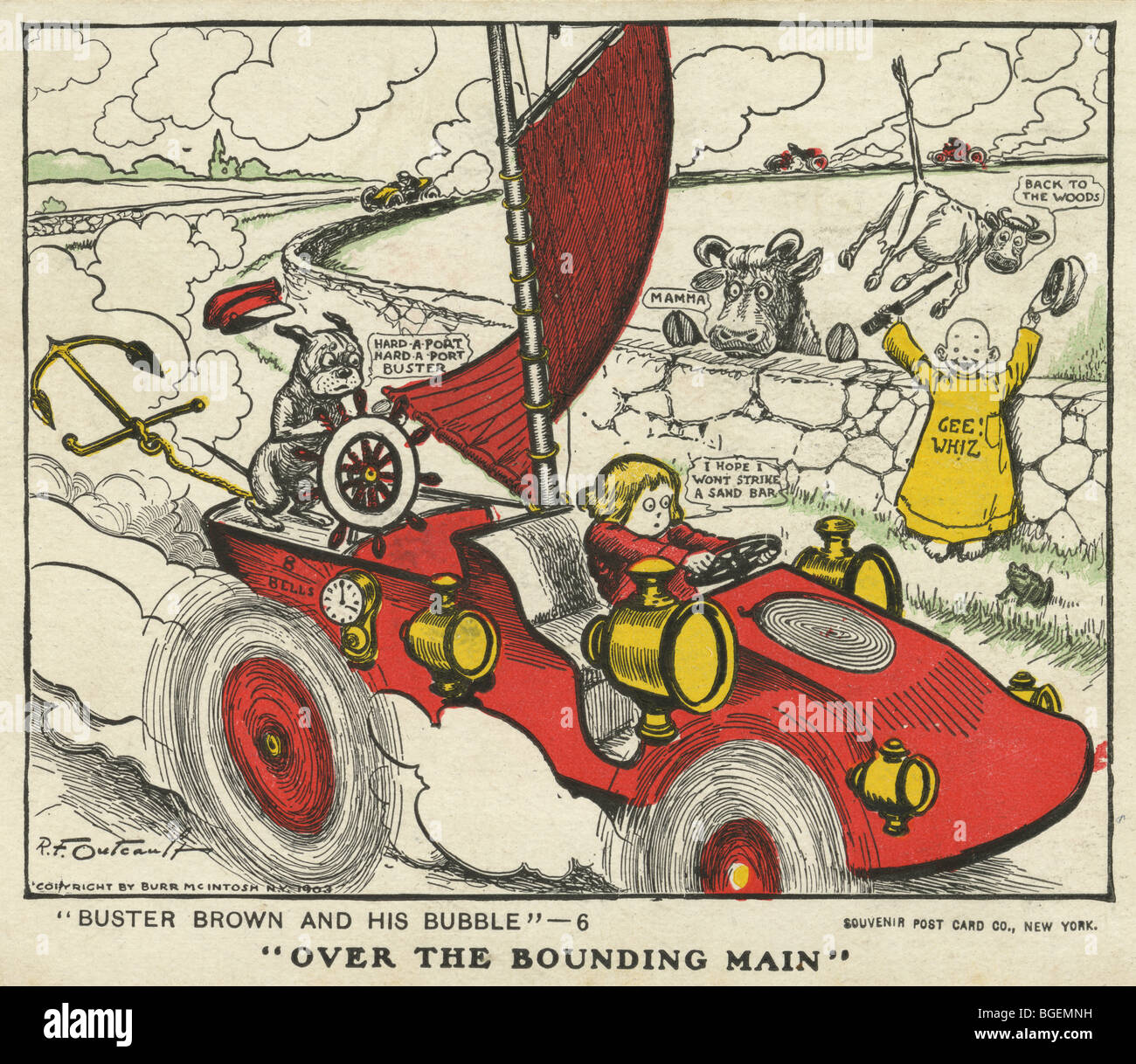 Postcard #6 in the "Buster Brown and His Bubble" series. Dated 1903, by ...