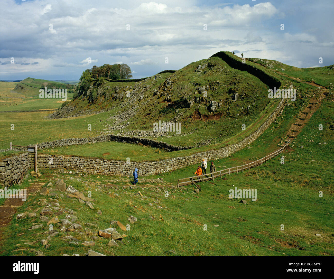 View of Hadrian's Wall near Housesteads, Northumberland, England, UK ...