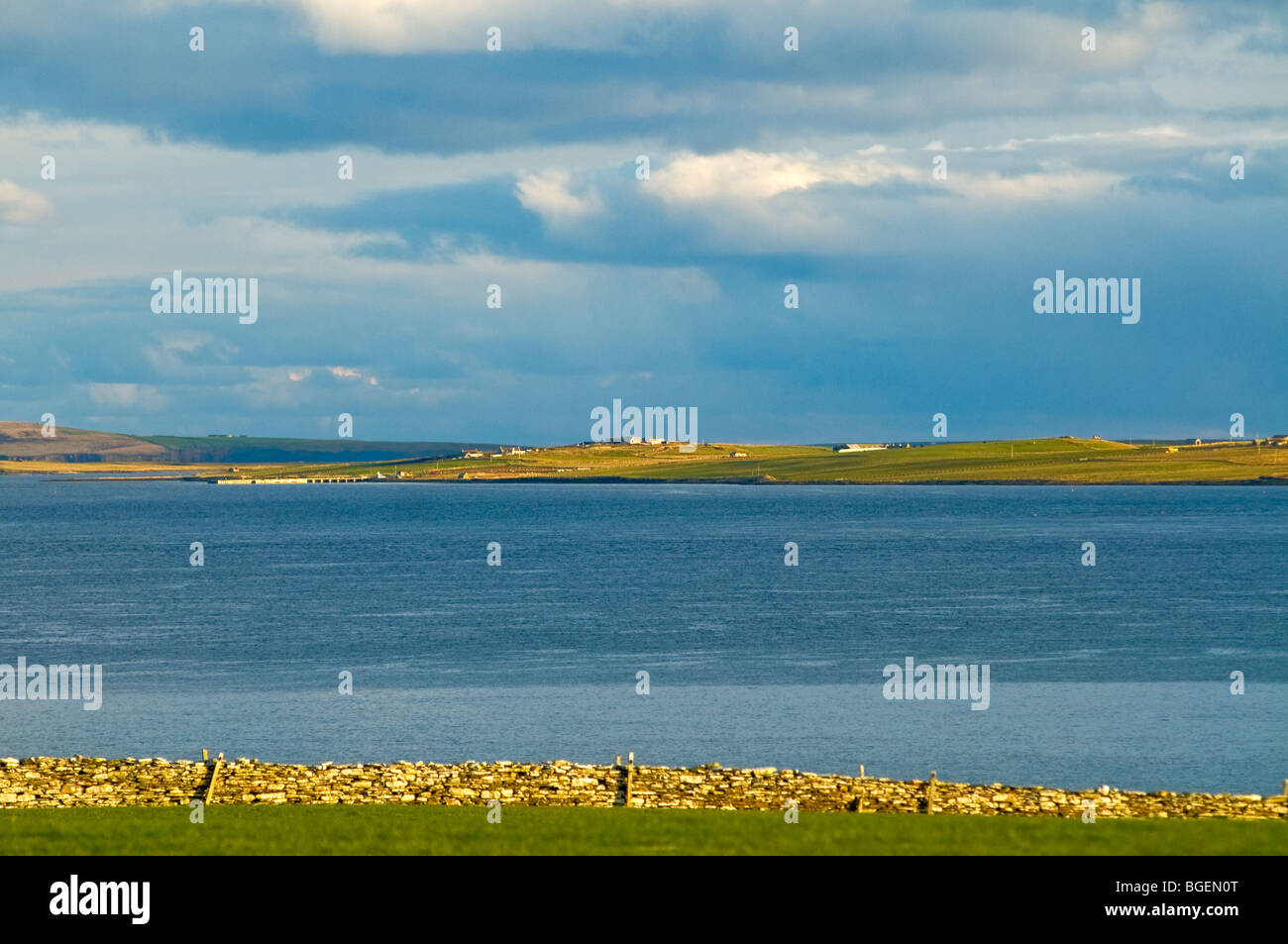 The small Orkney Island of Wyre from Gurness on the Northern shores of ...