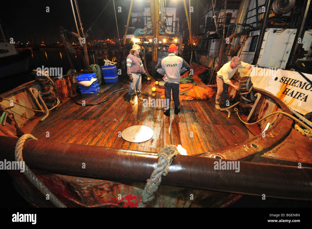 Israel, Haifa Bay, The Kishon Port, used by fishermen and yacht owners ...