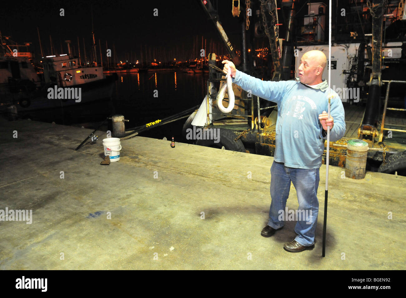 Israel, Haifa Bay, The Kishon Port, used by fishermen and yacht owners ...