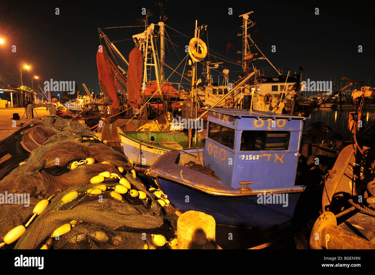Israel, Haifa Bay, The Kishon Port, used by fishermen and yacht owners ...