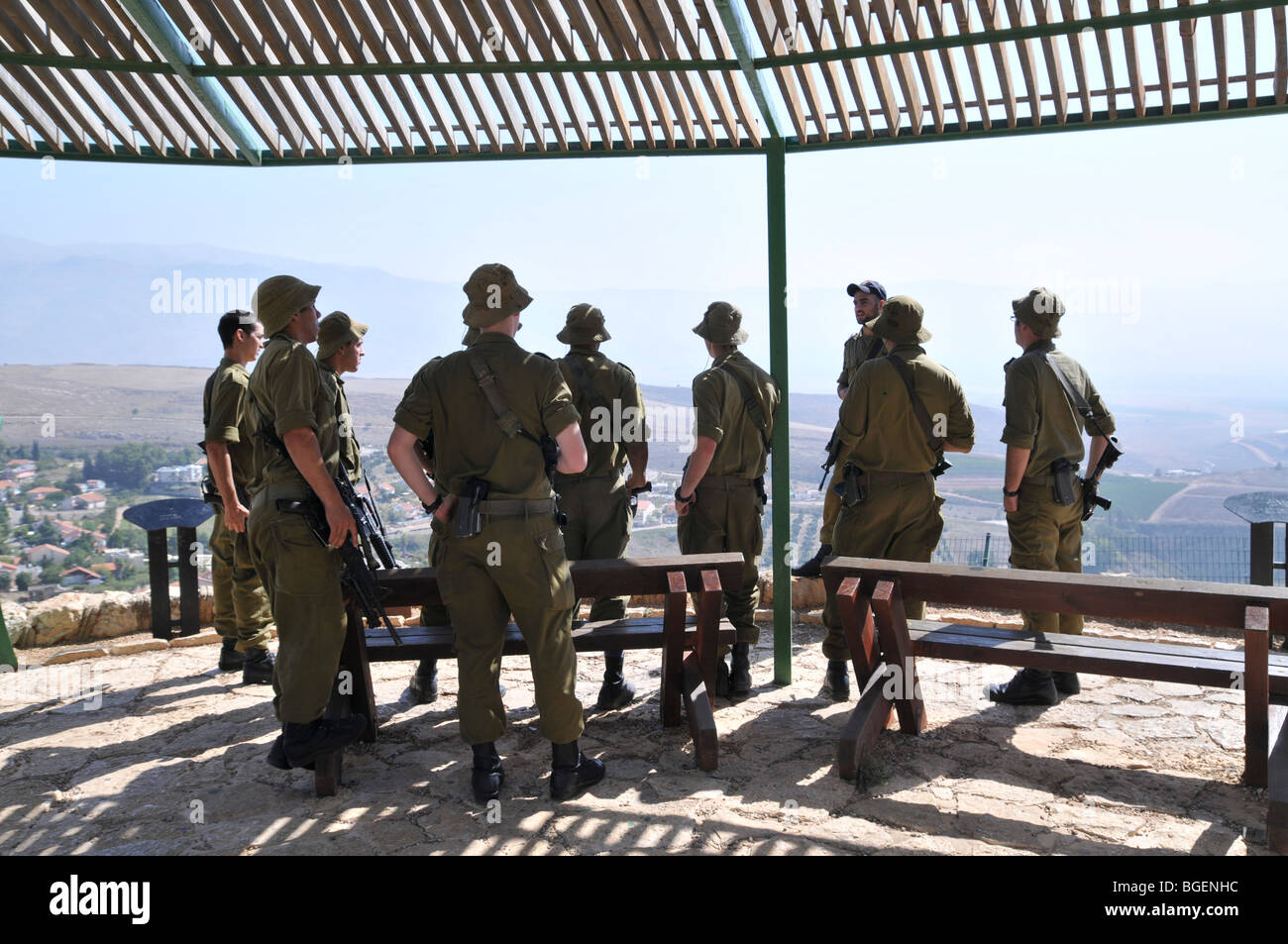Israel, Upper Galilee, Metula, Israeli soldiers on tour at the Dado ...