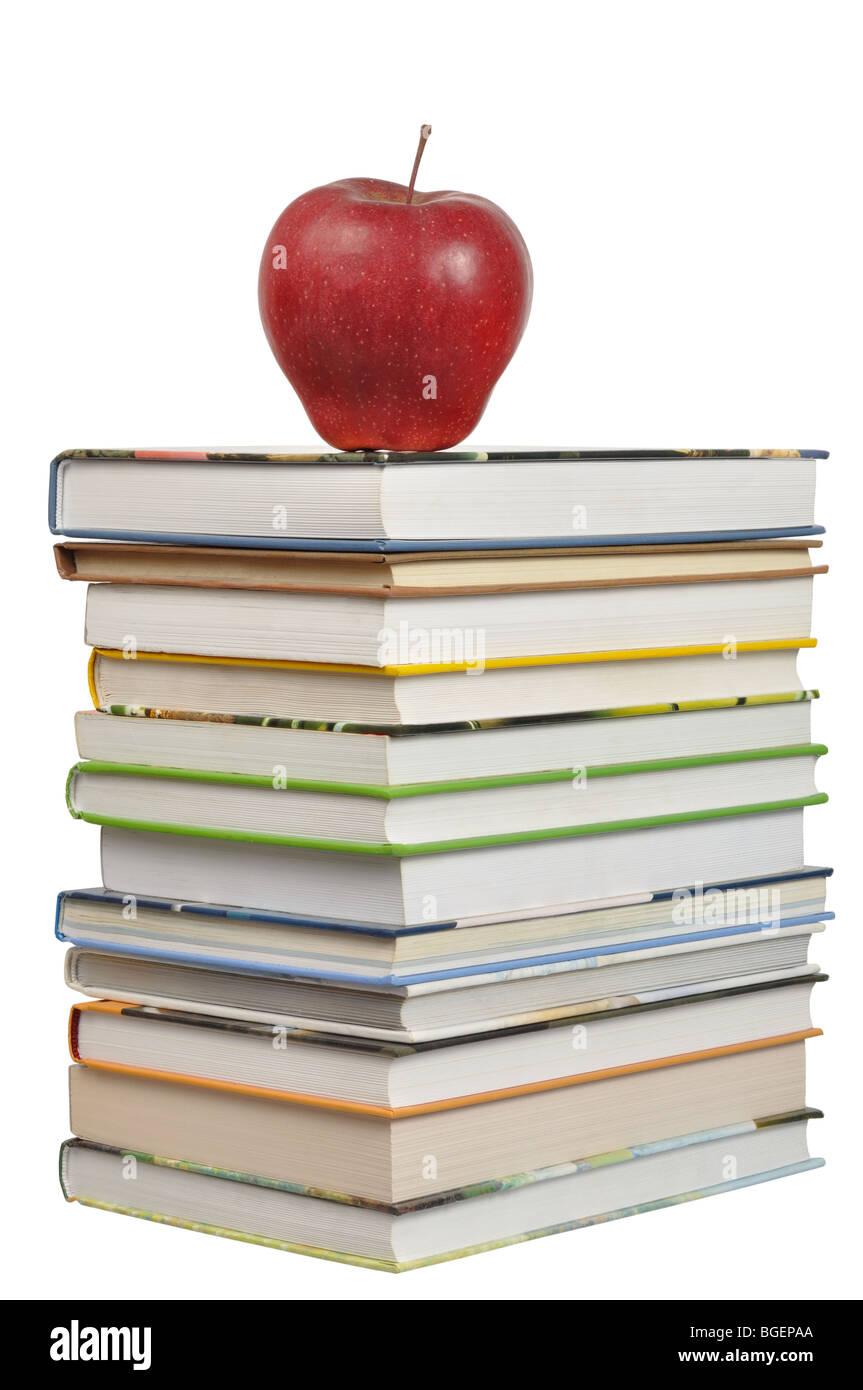 Books and Apple Stock Photo - Alamy