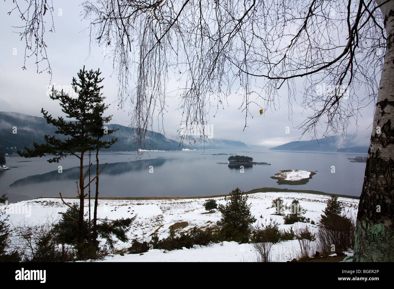 Winter scenery, Dospat Dam, Rhodopi mountains, Bulgaria, Balkans Stock ...