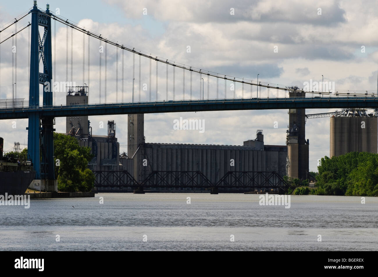 ADM Grain silos at the Port of Toledo on the Maumee River in Toledo ...