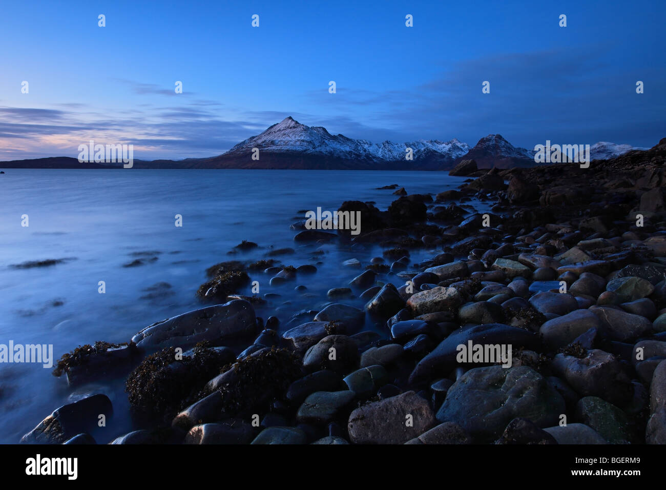 The Cuillin Mountains Across Loch Scavaig at Dusk in Winter Viewed From ...