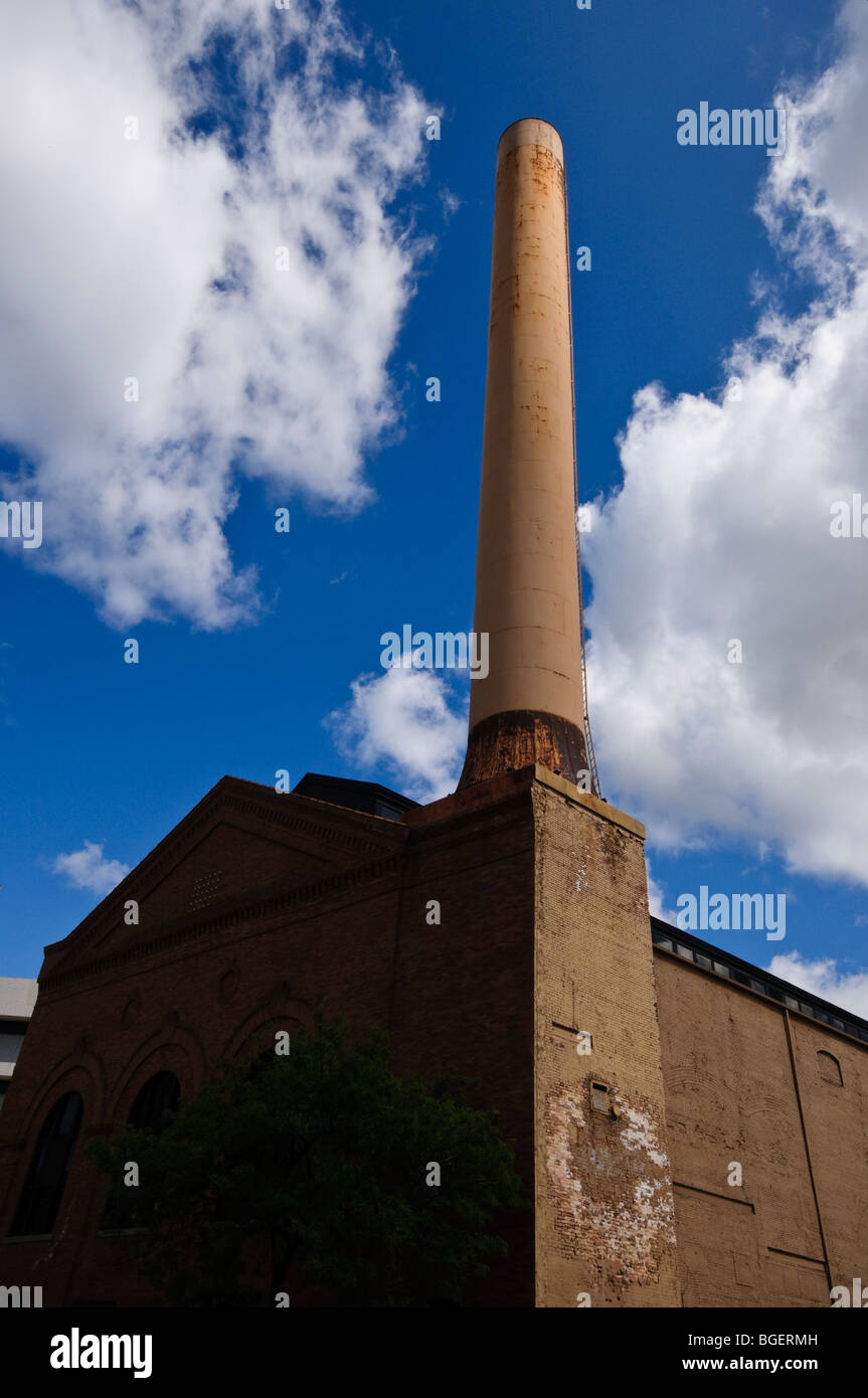 Chimney from the old Toledo Edison Steam Plant in downtown Toledo, Ohio ...