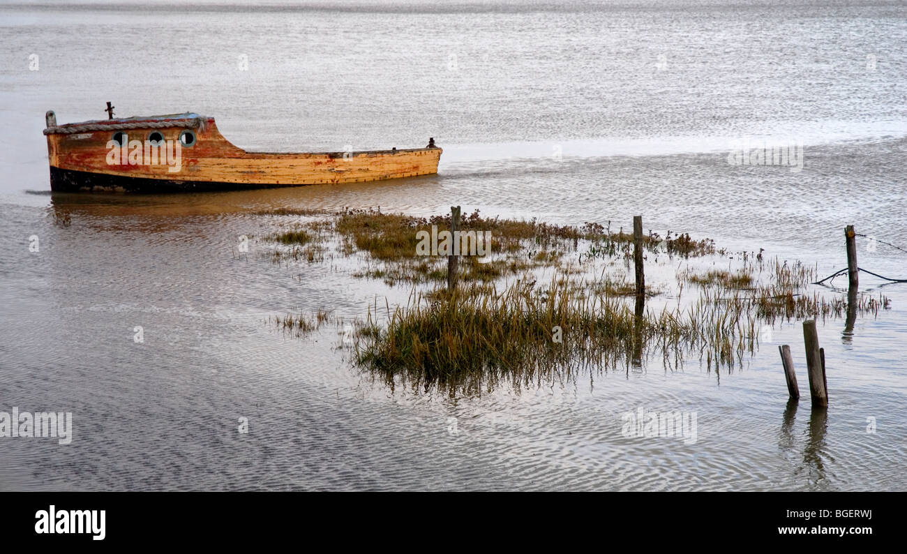 Sunken boat on the River Ore Orford Suffolk England Stock Photo - Alamy