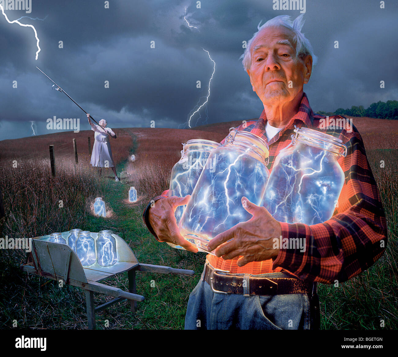 An old couple harvests lightning in this fantasy image called The ...