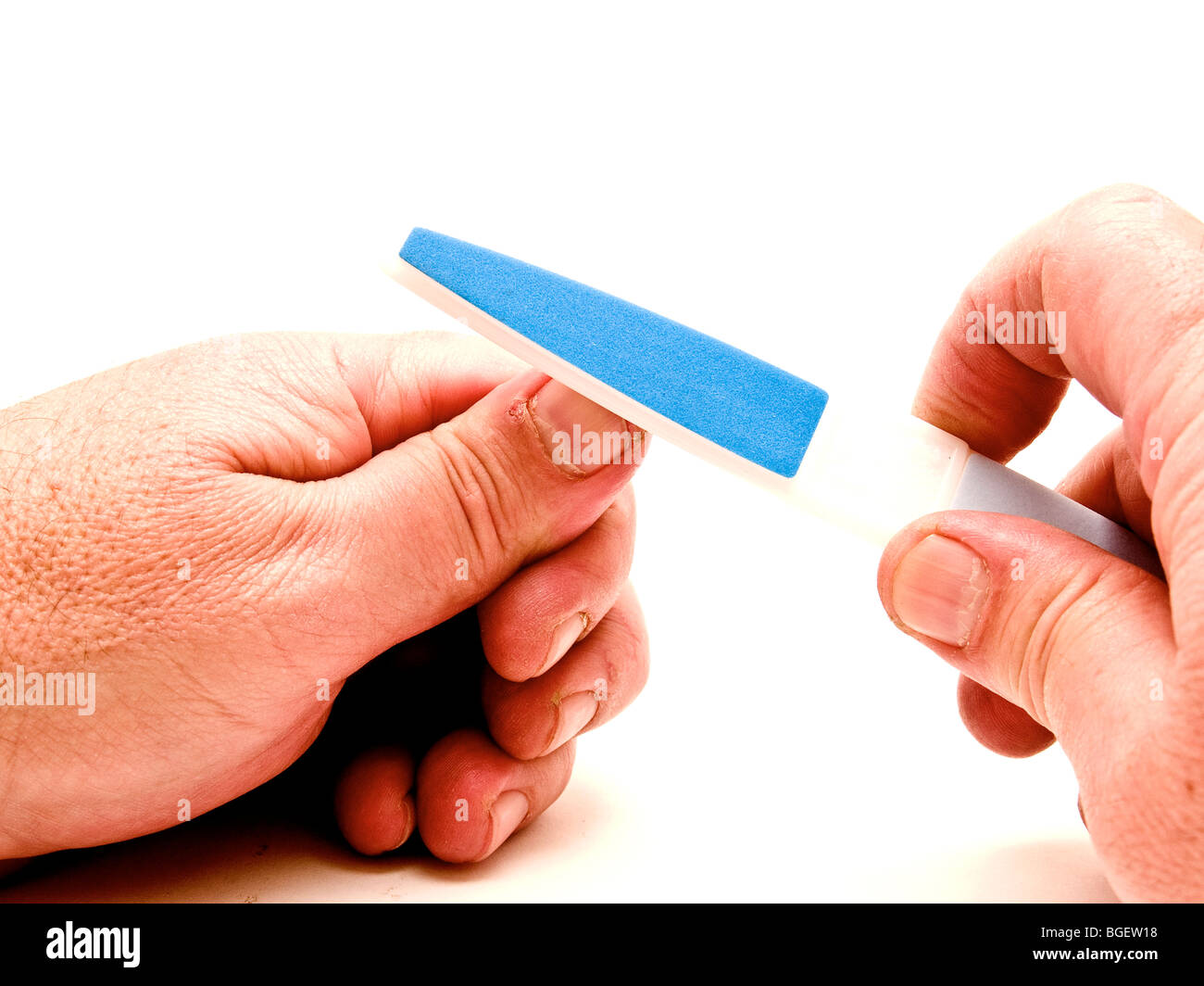 Man polishing nails Stock Photo - Alamy