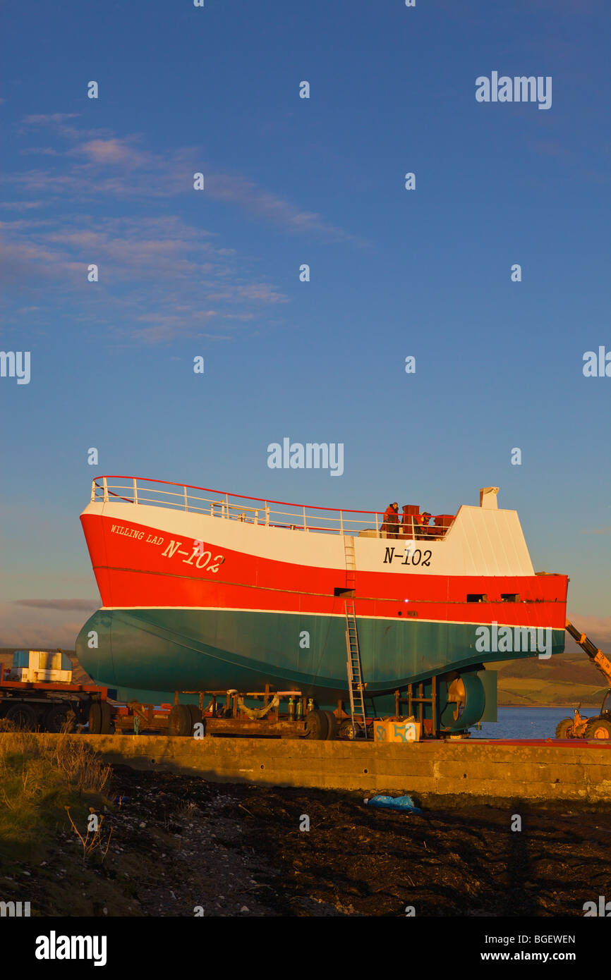 Boats under construction on slipway at Glenside, Loch Ryan, Dumfries ...