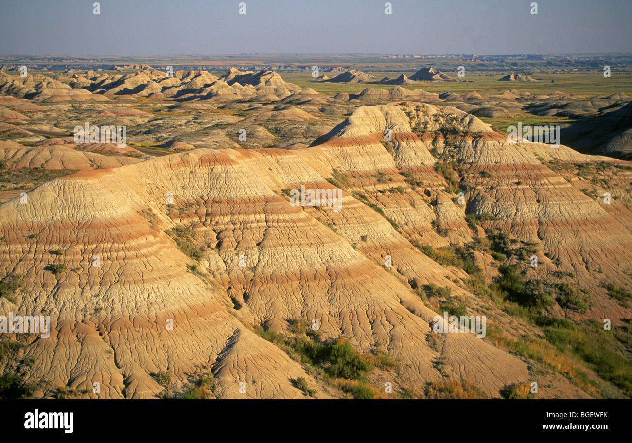 The eroded mud landscape of Badlands National Park, South Dakota Stock ...
