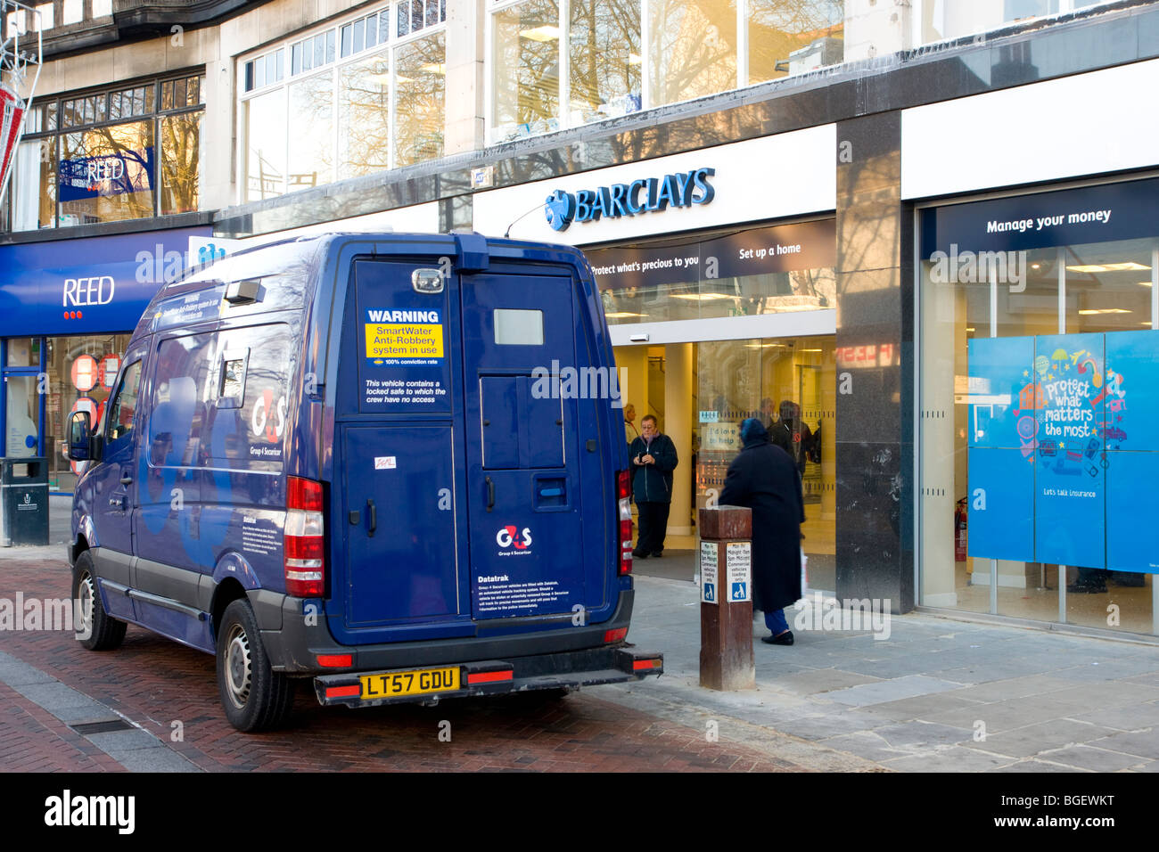 Security van outside a branch of Barclays Bank Stock Photo - Alamy