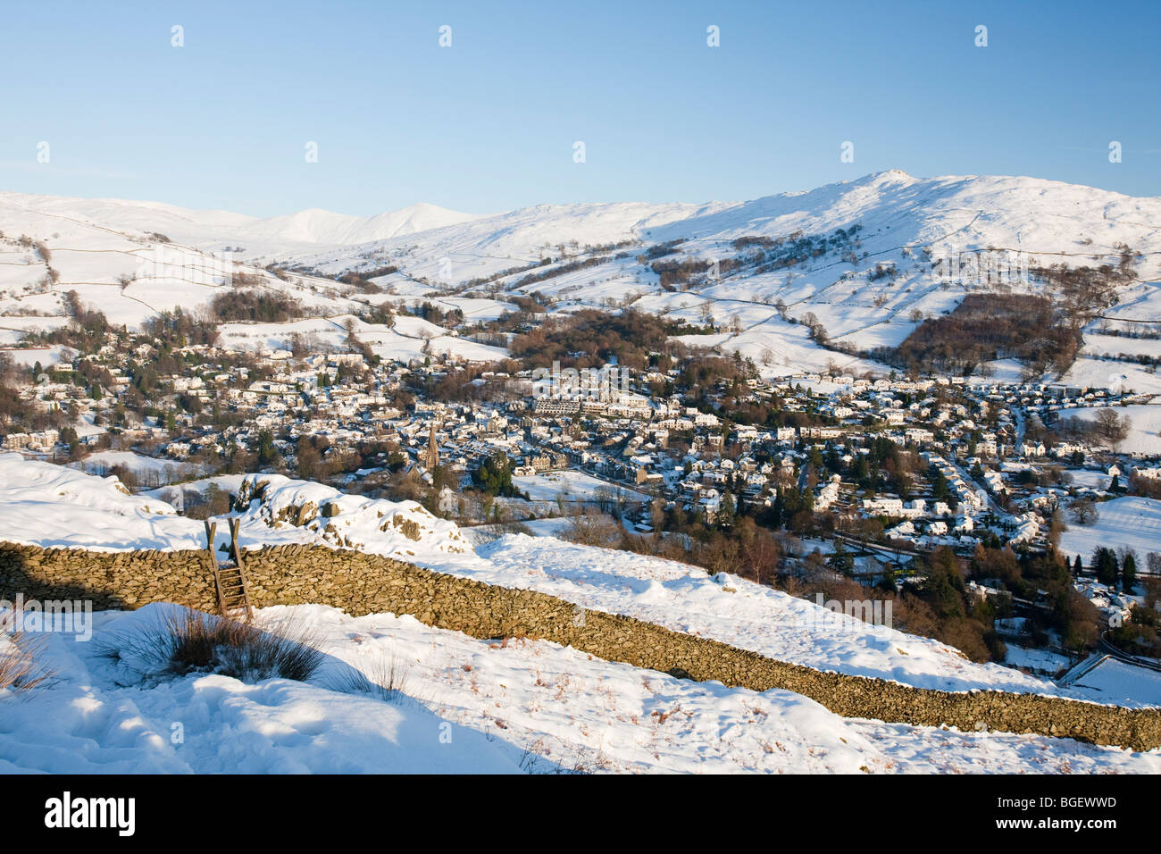 Ambleside in the Lake District in winter snow, UK Stock Photo - Alamy