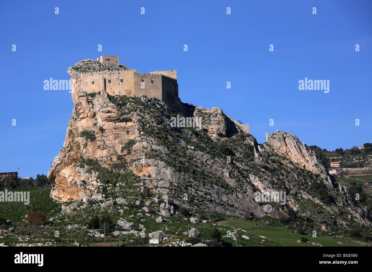 Castle of Mussumeli, or Chiaramonte castle, Sicily, Italy Stock Photo ...