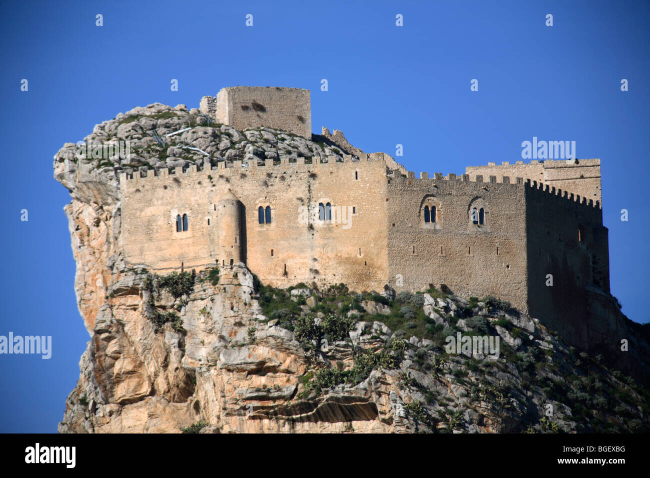 Castle of Mussumeli, or Chiaramonte castle, Sicily, Italy Stock Photo ...