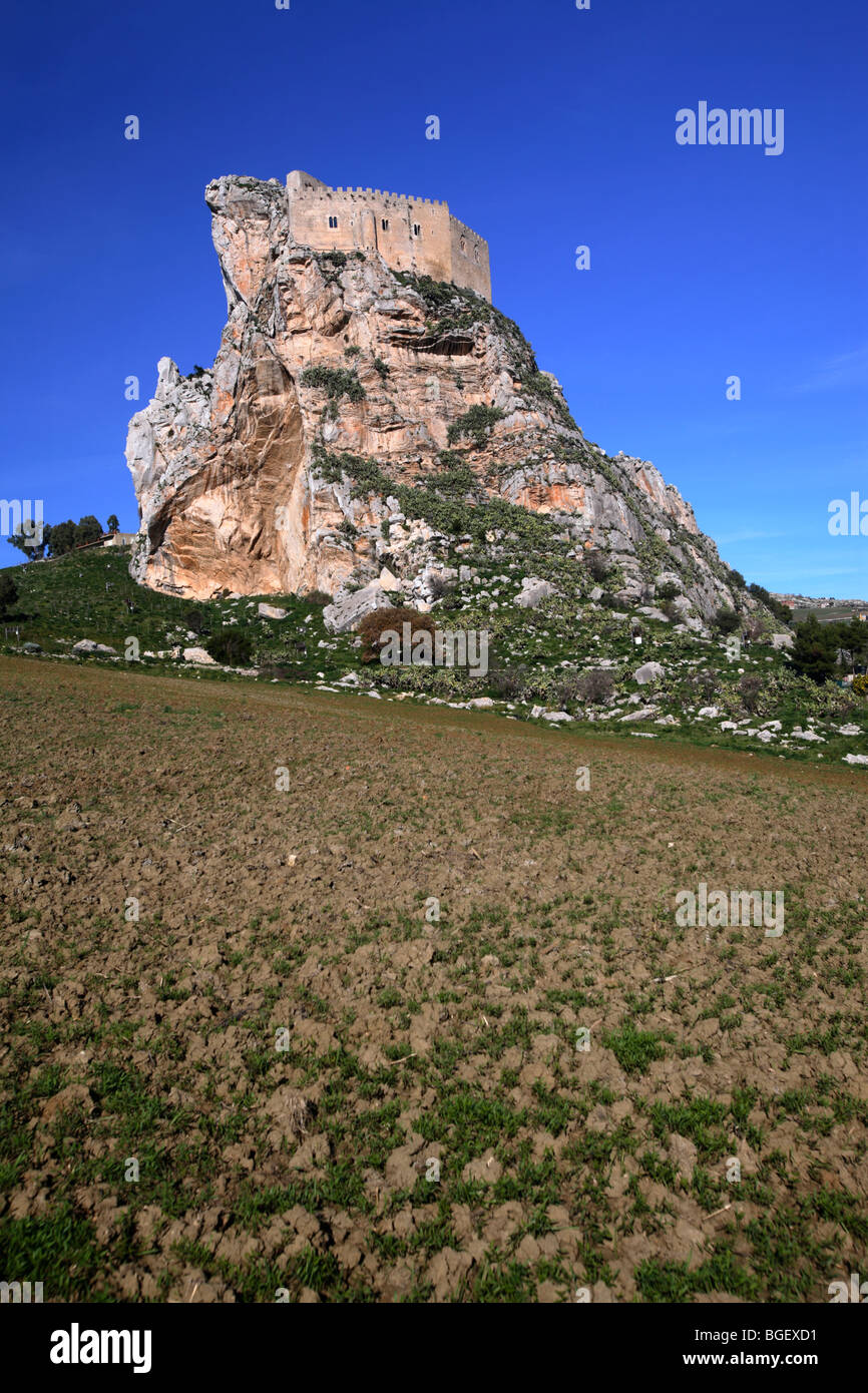 Castle of Mussumeli, or Chiaramonte castle, Sicily, Italy Stock Photo ...
