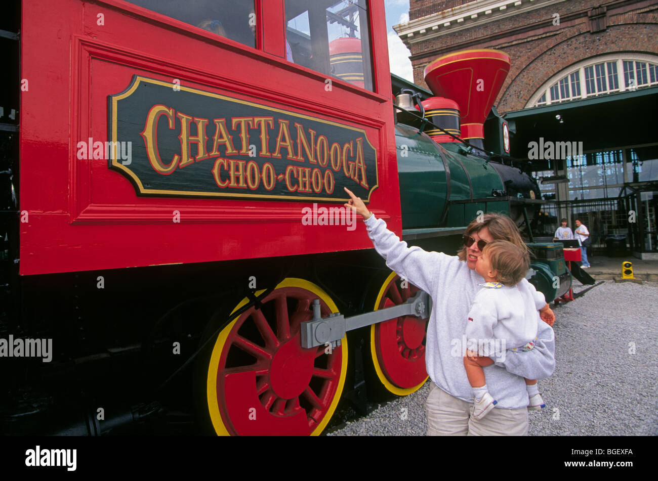 On a family outing visitors enjoy the Chattanooga Choo Choo train, a ...