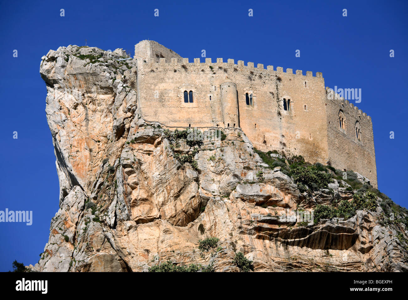 Castle of Mussumeli, or Chiaramonte castle, Sicily, Italy Stock Photo ...