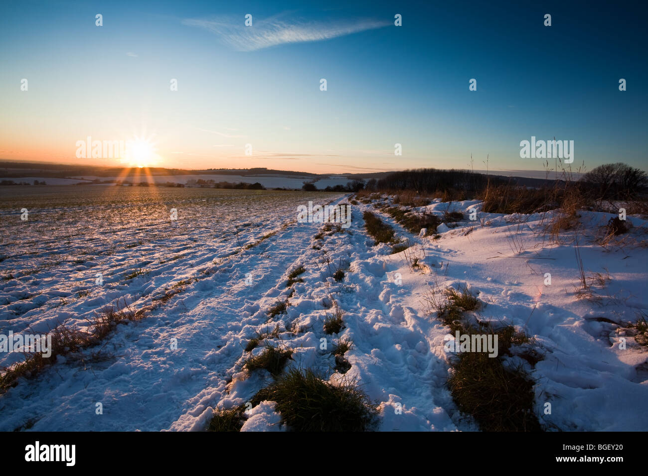 Snowy footprints trail hi-res stock photography and images - Alamy