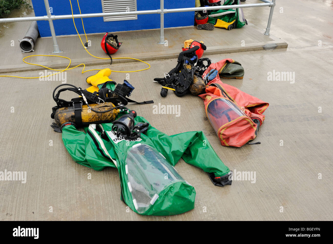 Fire Service Gas Tight Suits and BA Sets Stock Photo - Alamy