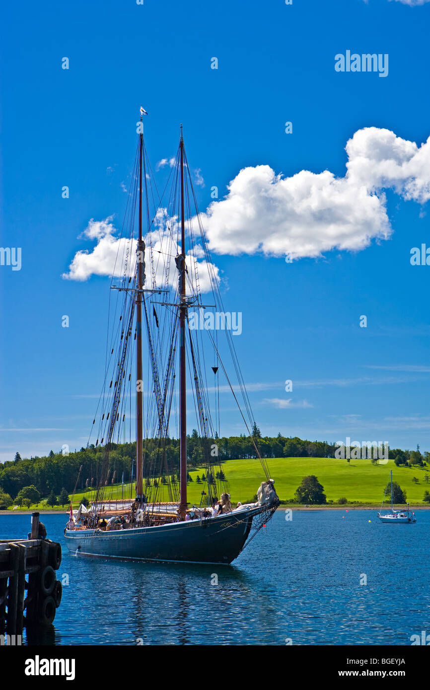 The famous schooner Bluenose II at the wharf in the town of Lunenburg ...