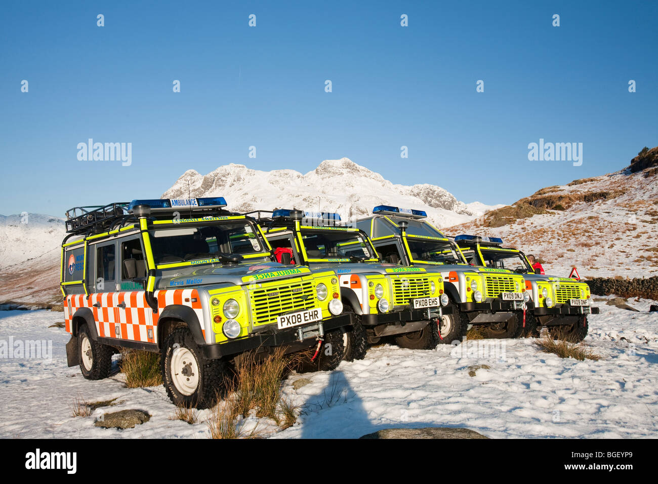 mountain rescue land rover's in the Langdale mountains, Lake district ...