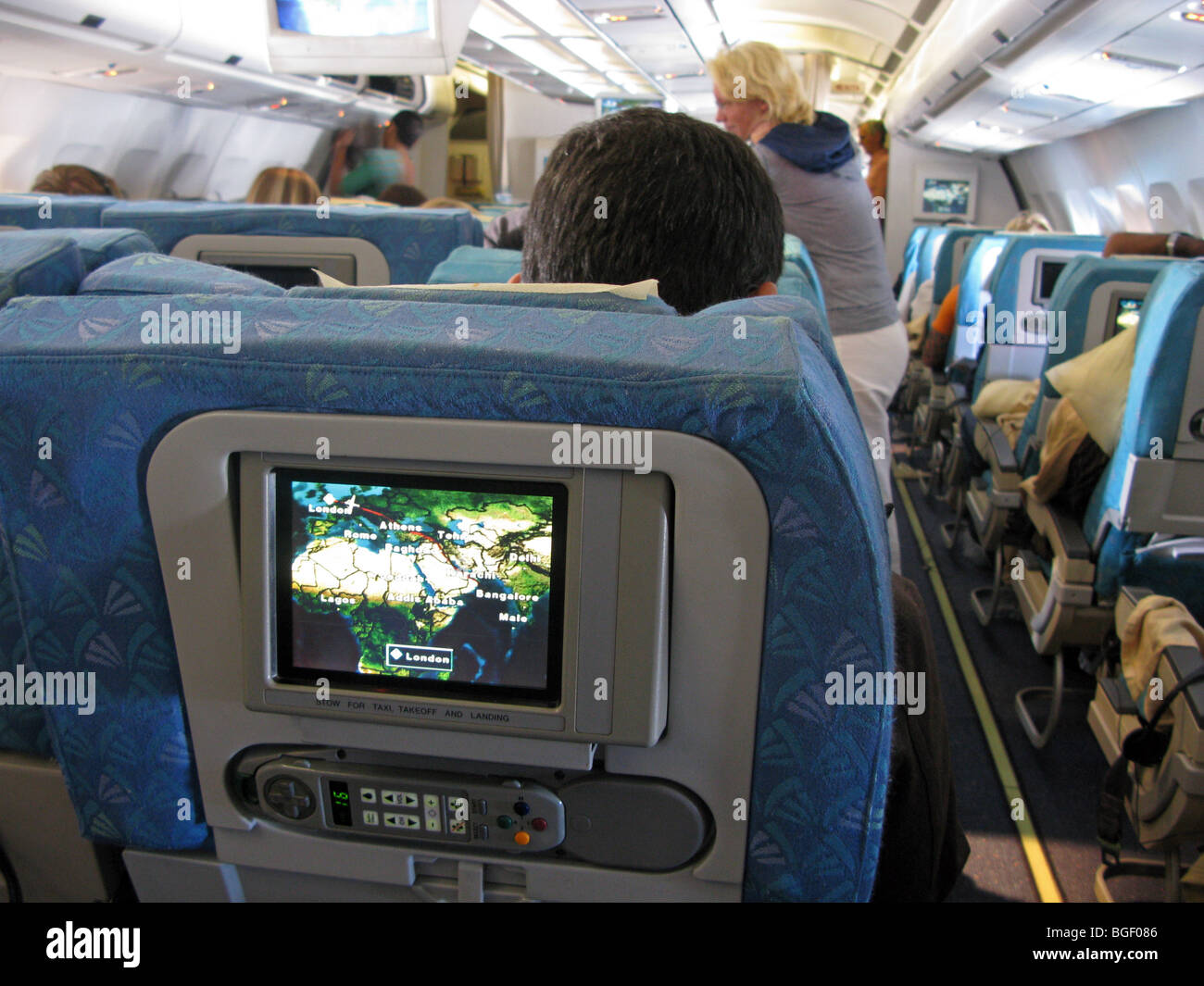 Screen showing map of location during flight in a passenger plane Stock ...