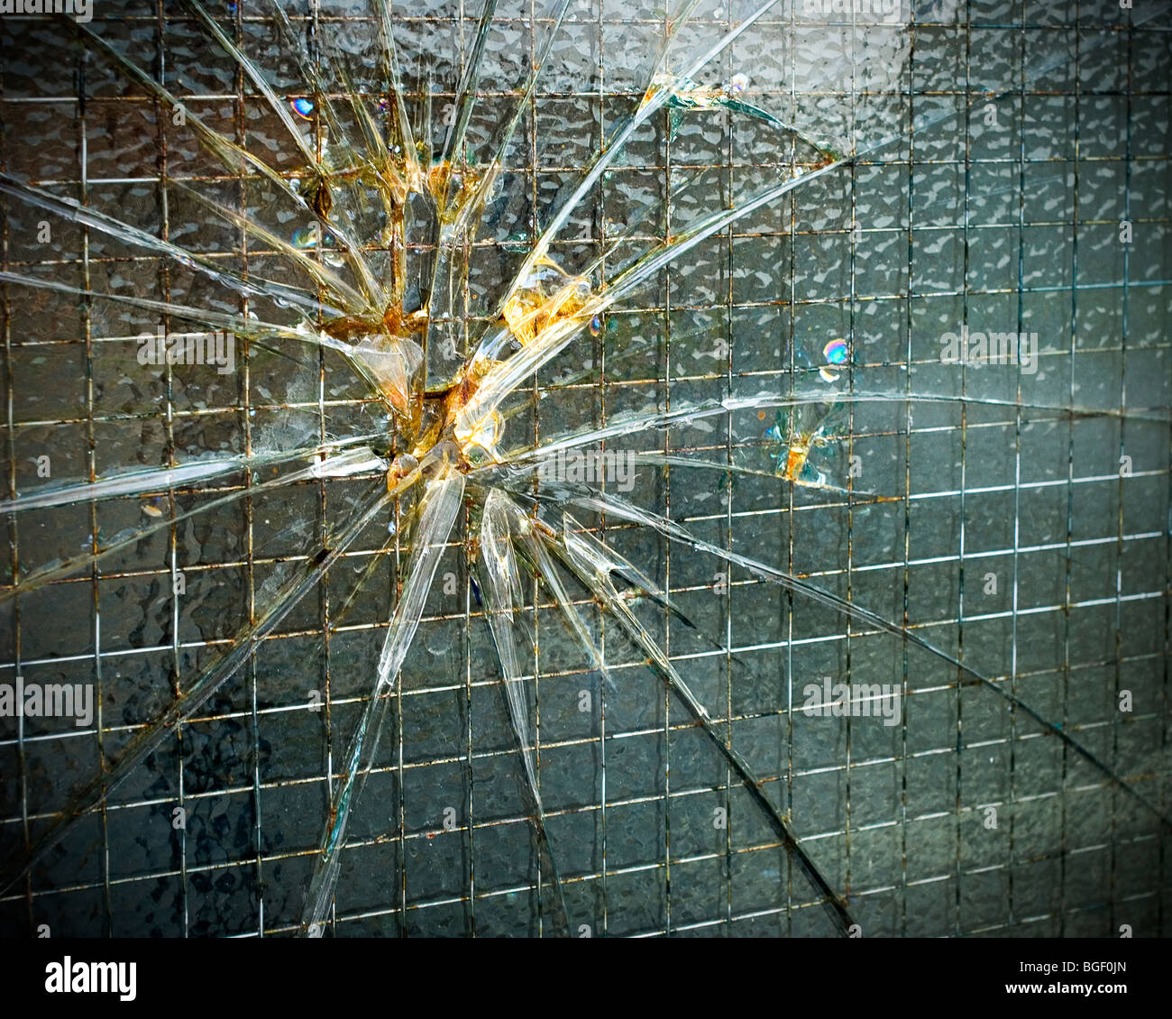 Broken security glass Stock Photo - Alamy