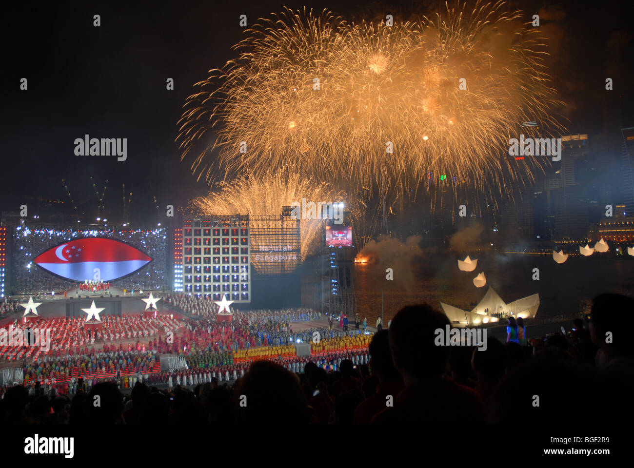 National Day Celebrations, 9th August 2009, Marina Bay, Singapore Stock ...