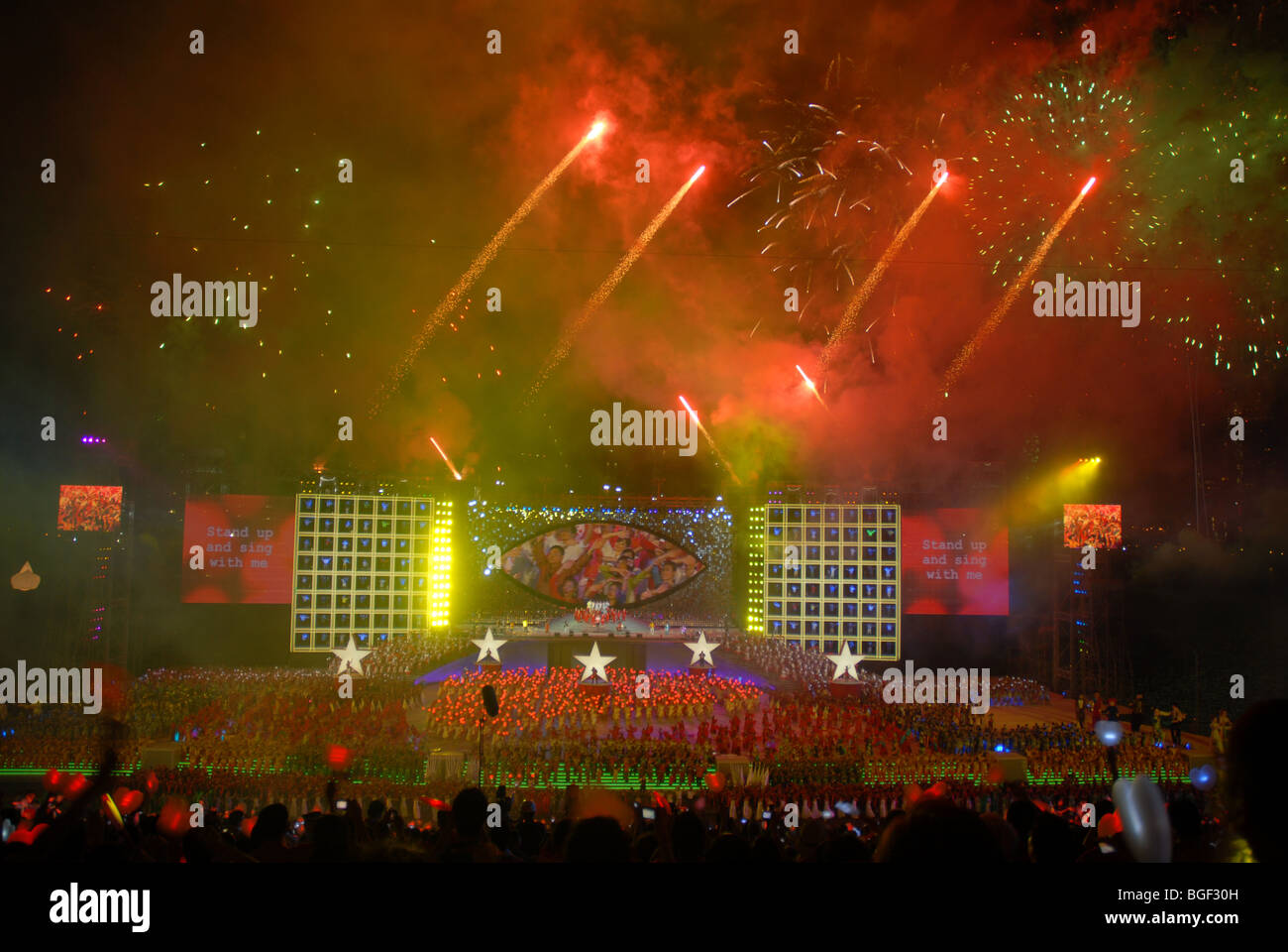 National Day Celebrations, 9th August 2009, Marina Bay, Singapore Stock ...