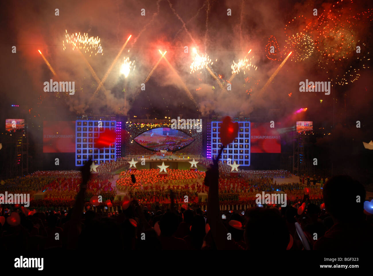 National Day Celebrations, 9th August 2009, Marina Bay, Singapore Stock ...