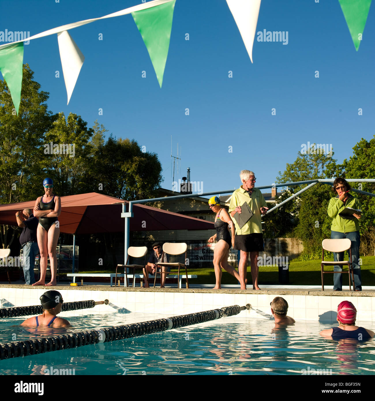 Senior adults swimming at Cambridge swimming pool Stock Photo - Alamy