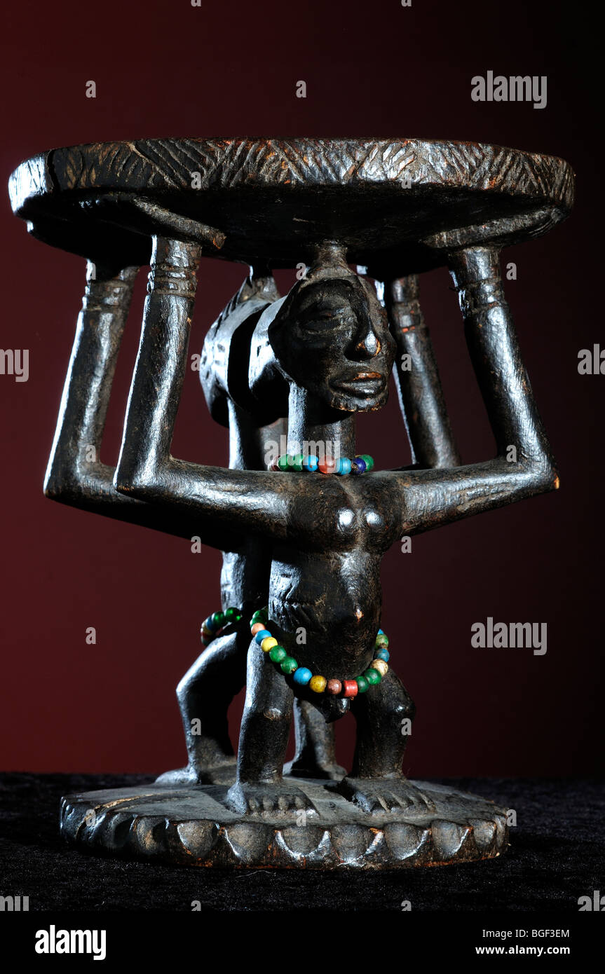 carfed wooden stool from Democratic Republic of Congo Stock Photo - Alamy