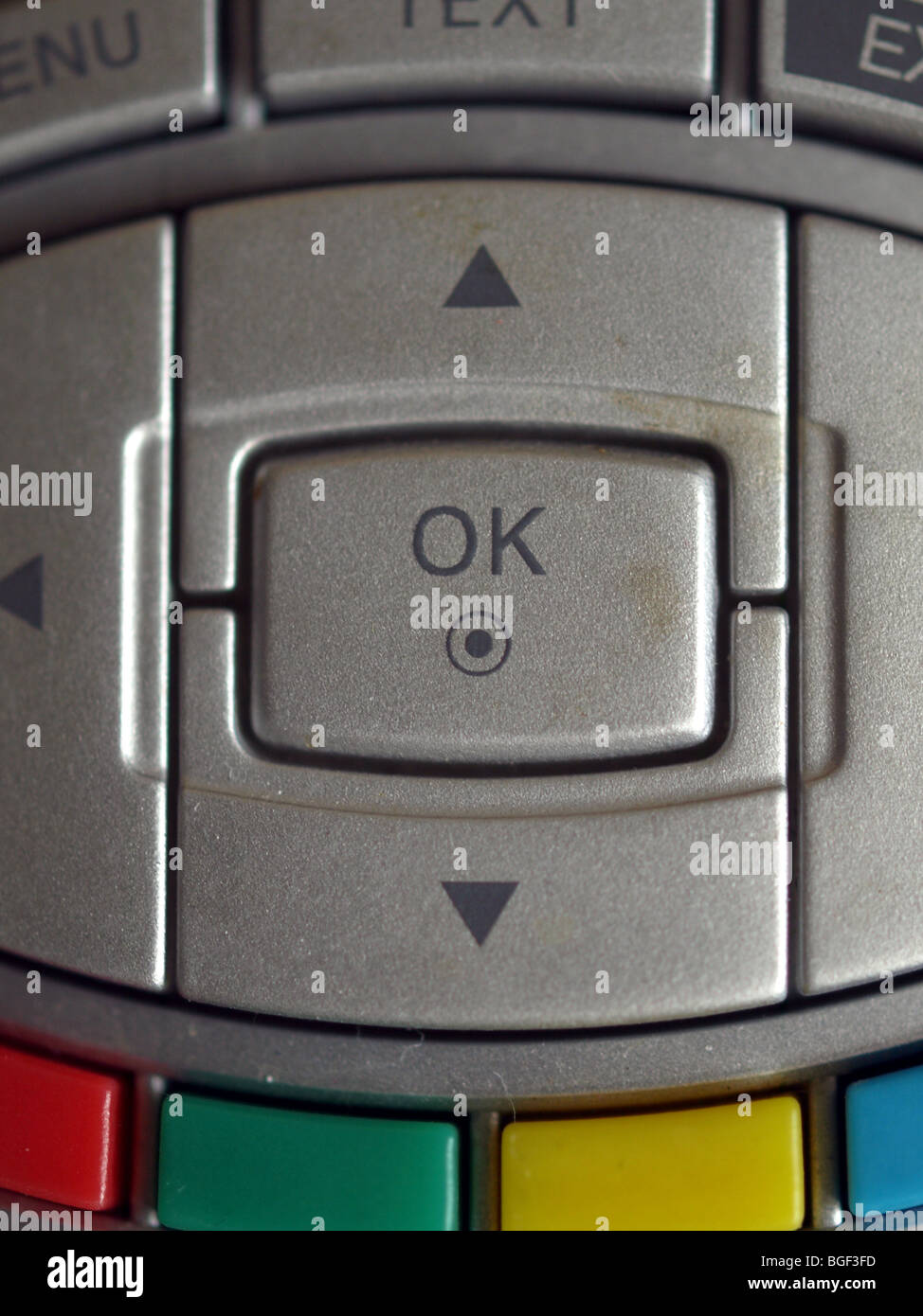 The OK button of a hand controller in close-up Stock Photo - Alamy