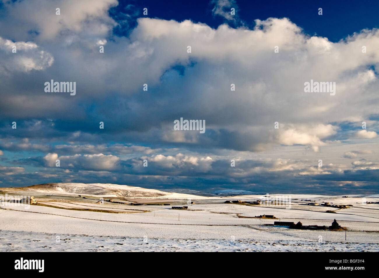 Costa and the North of Mainland Orkney from Vinquin Hill in Winter SCO ...