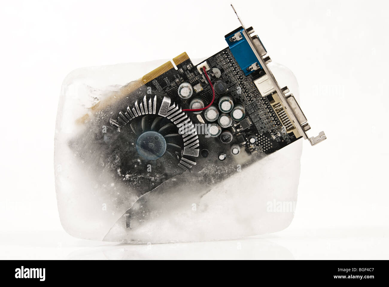 frozen computer part in ice Stock Photo - Alamy