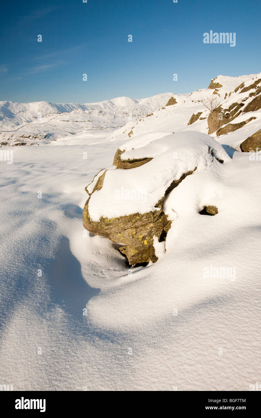 Fairfield from Red Screes in winters snow, Lake District, UK Stock ...