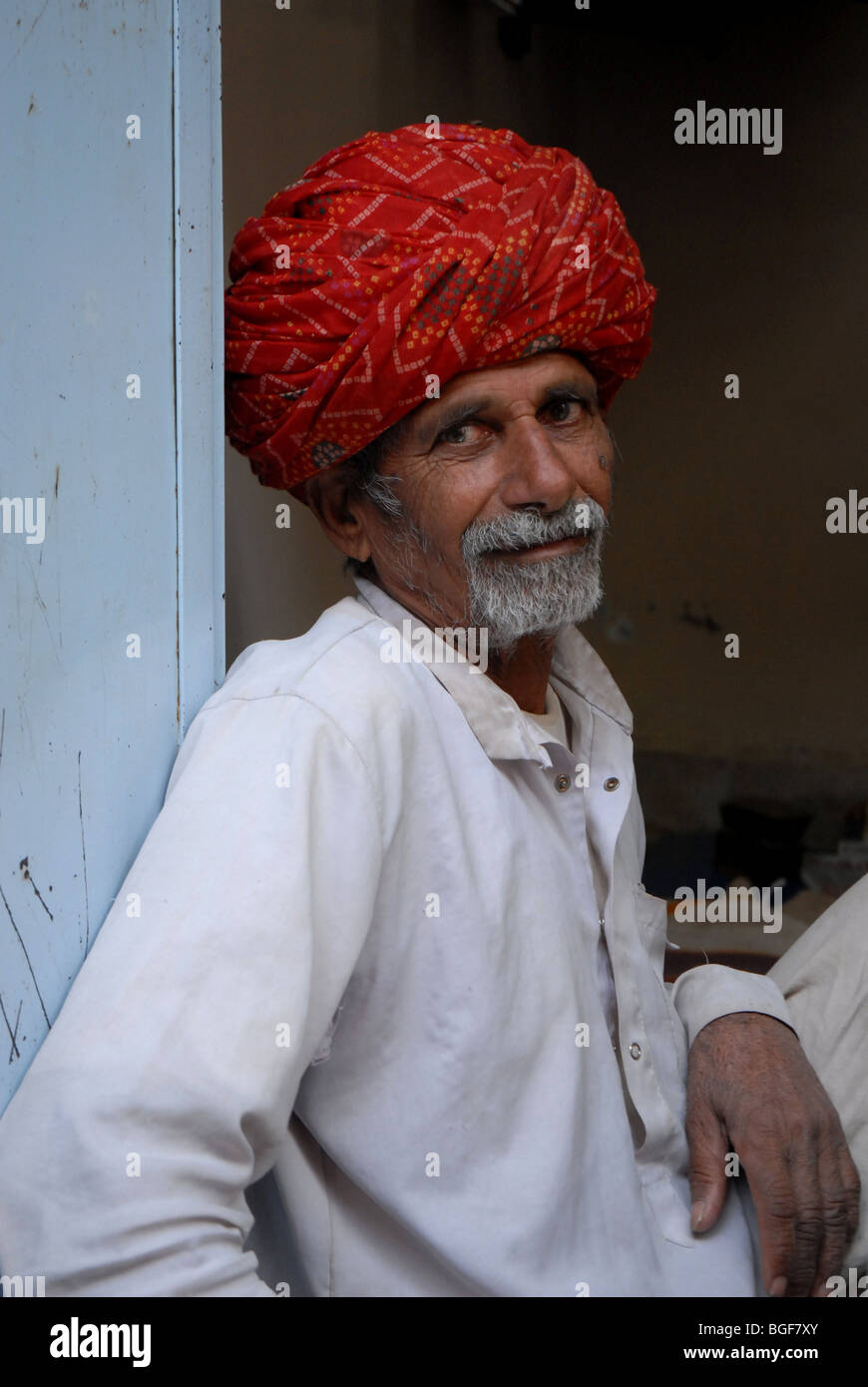 Rajasthani with red turban hi-res stock photography and images - Alamy