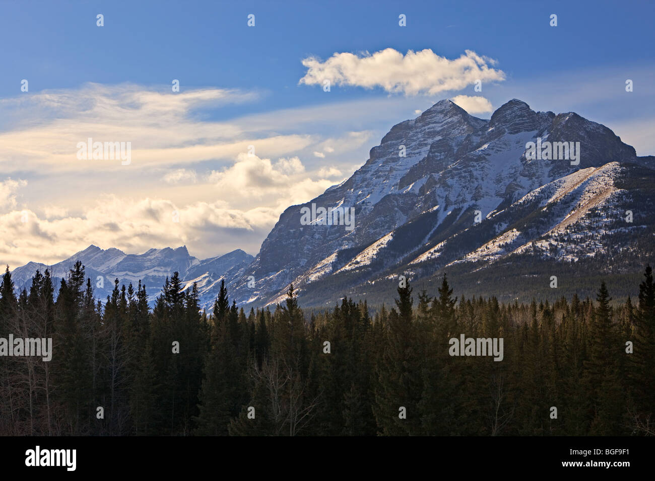 Mount Kidd (2958 metres/9705 feet), during winter, Spray Valley ...