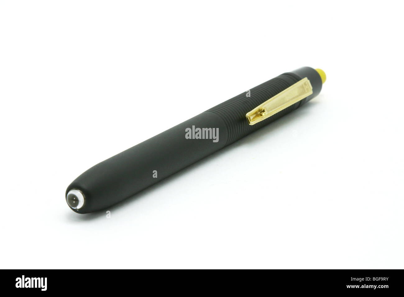 Black color penlight isolated on white background Stock Photo - Alamy