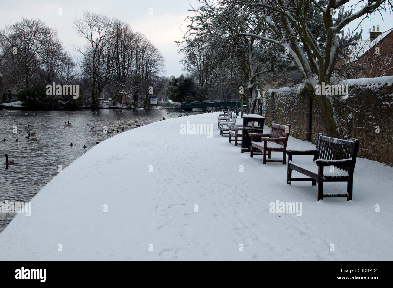 Bakewell village/town in the Peak District Derbyshire after heavy snow ...