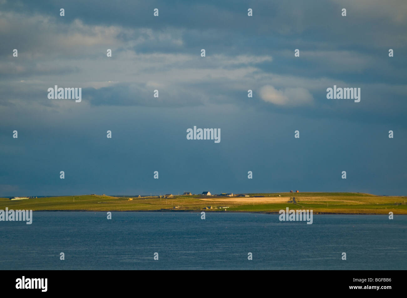 The small Orkney Island of Wyre from Gurness on the Northern shores of ...