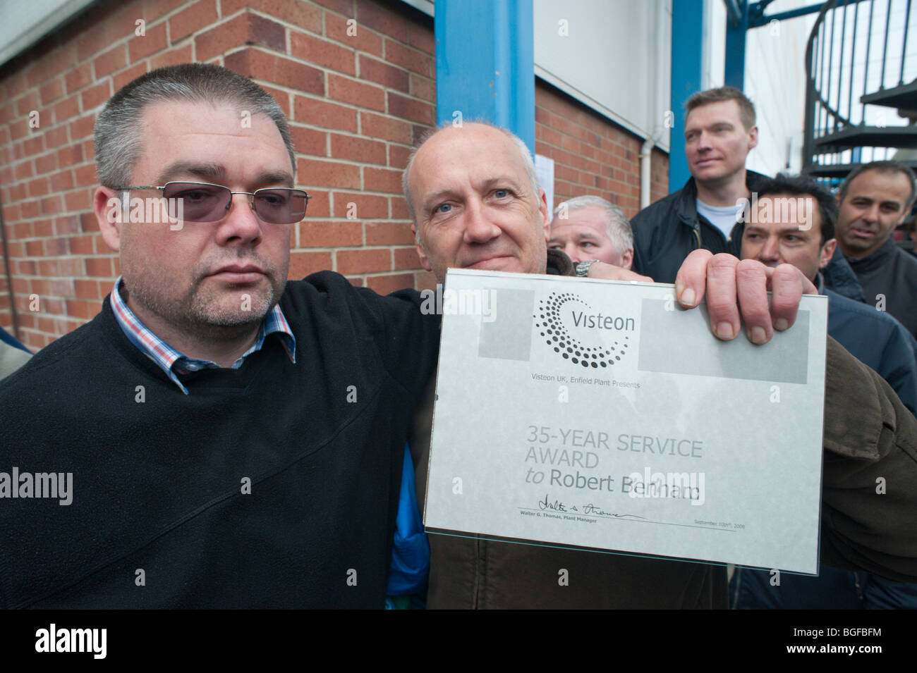 Unite convenor Kevin Nolan with Robert Benham and his 35 year service ...