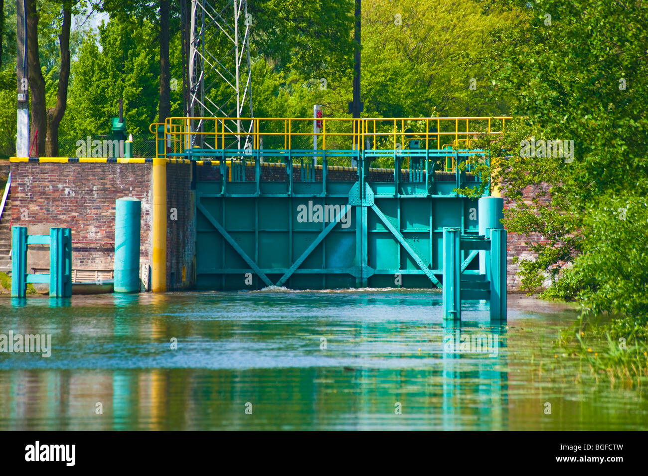 Doors of lock near Lubstowo on Nogat River, Pomerania, Poland ...