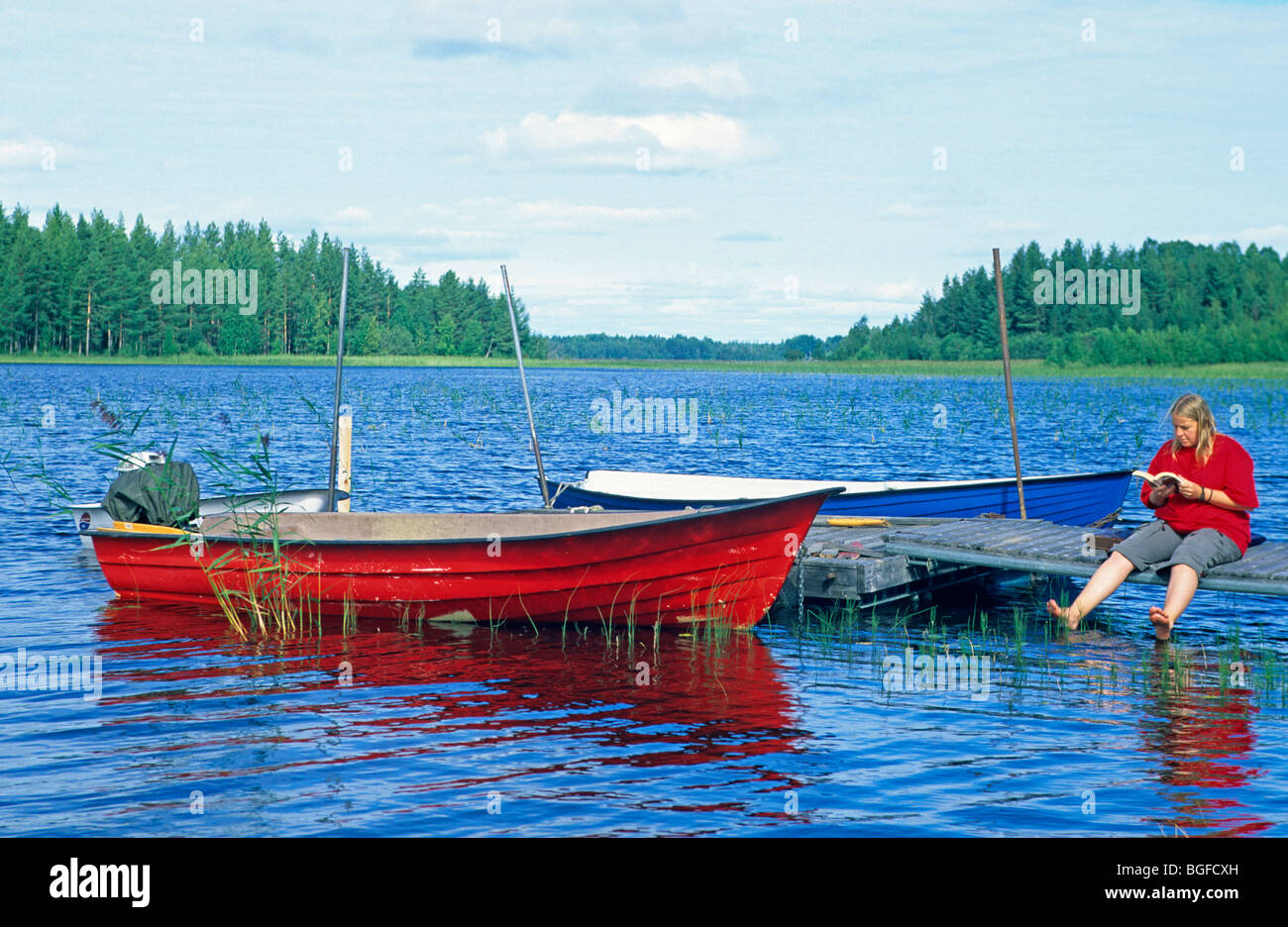 rowing boats, Lake Siljan near Utanmyra, Central Sweden Stock Photo - Alamy