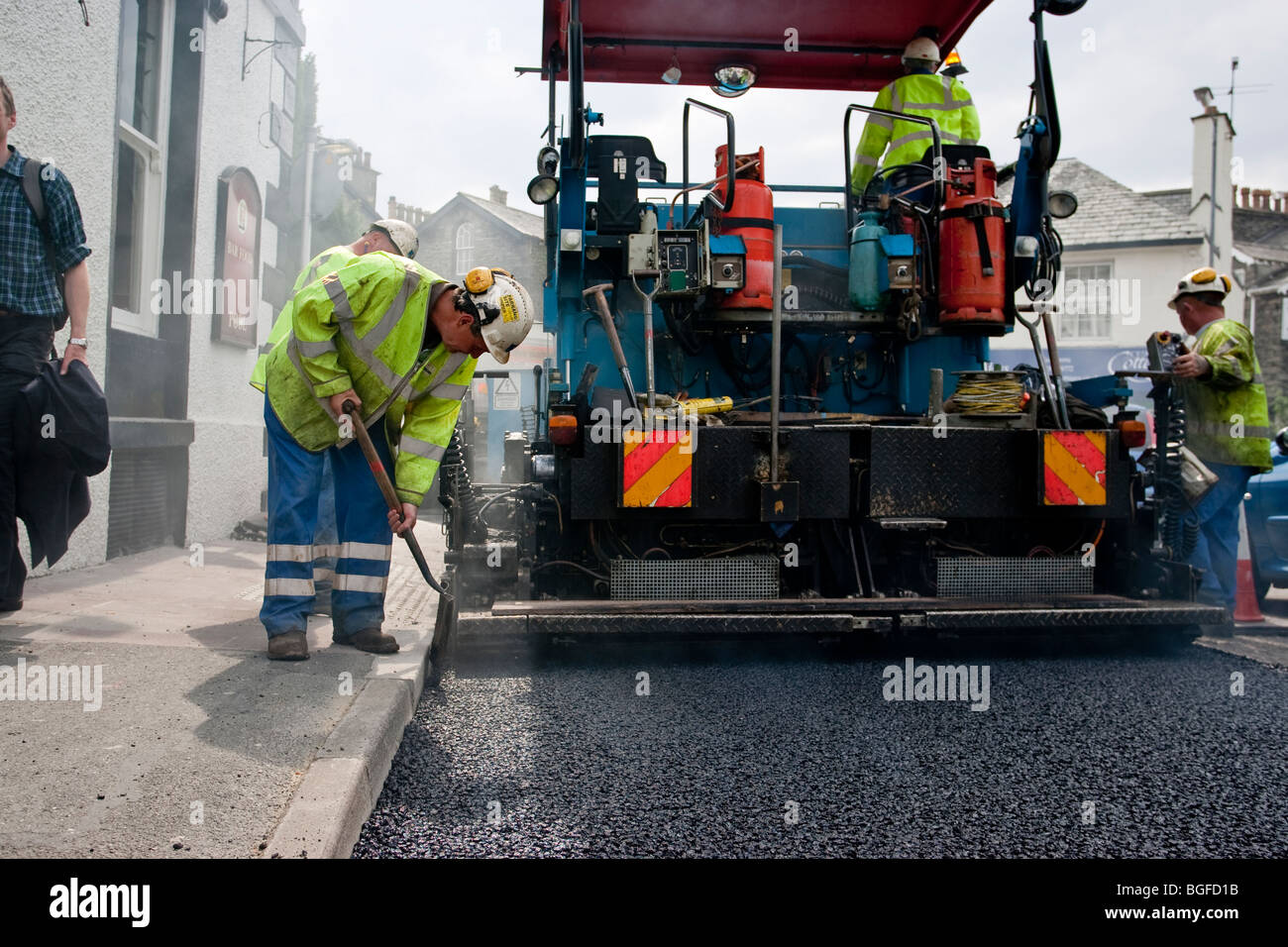 Tarmac asphalt resurfacing in Windermere at the end of town enhancement ...
