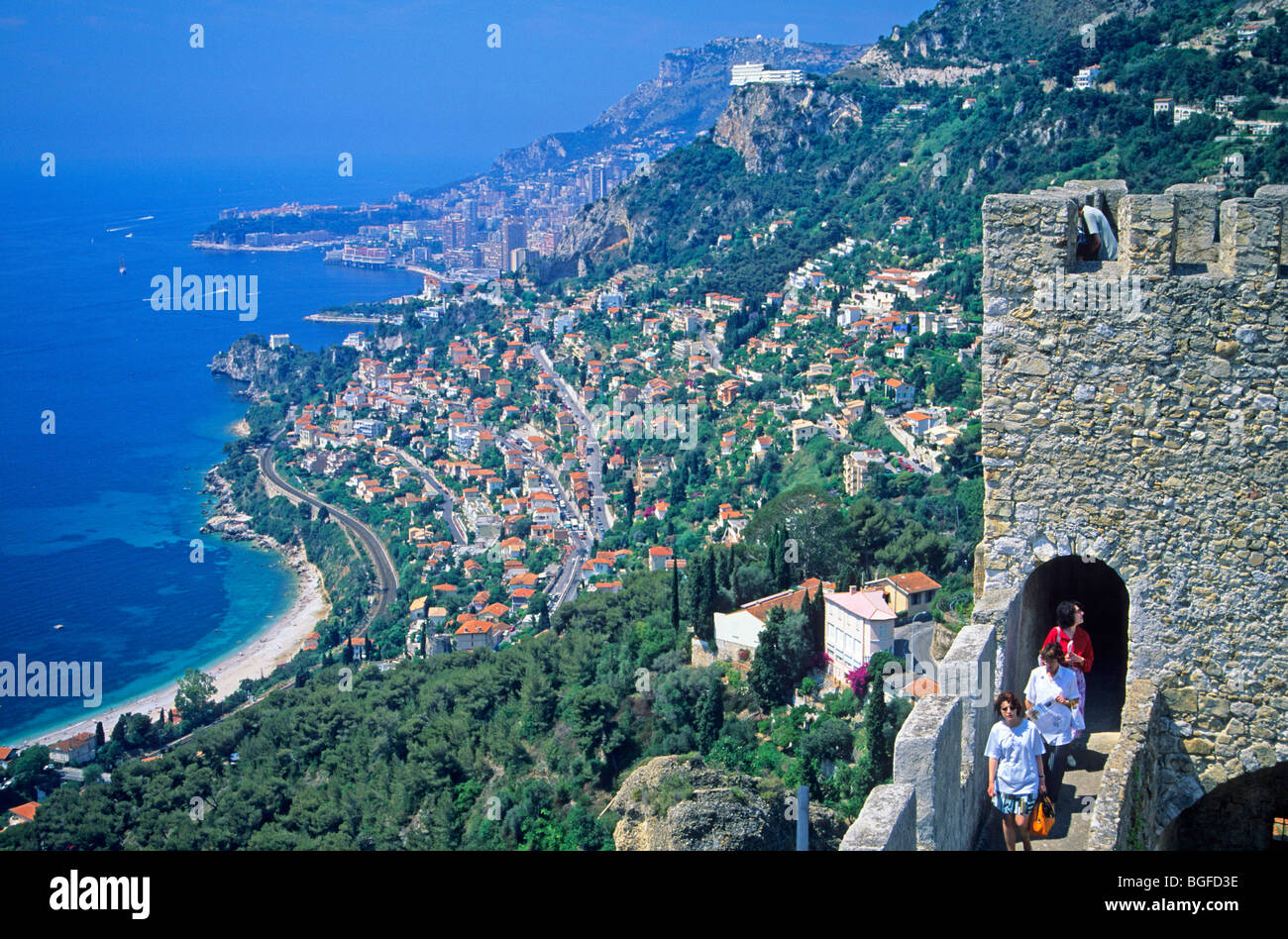 Roquebrune Castle, in the background Monaco and Hotel Vistaero, Cote d ...