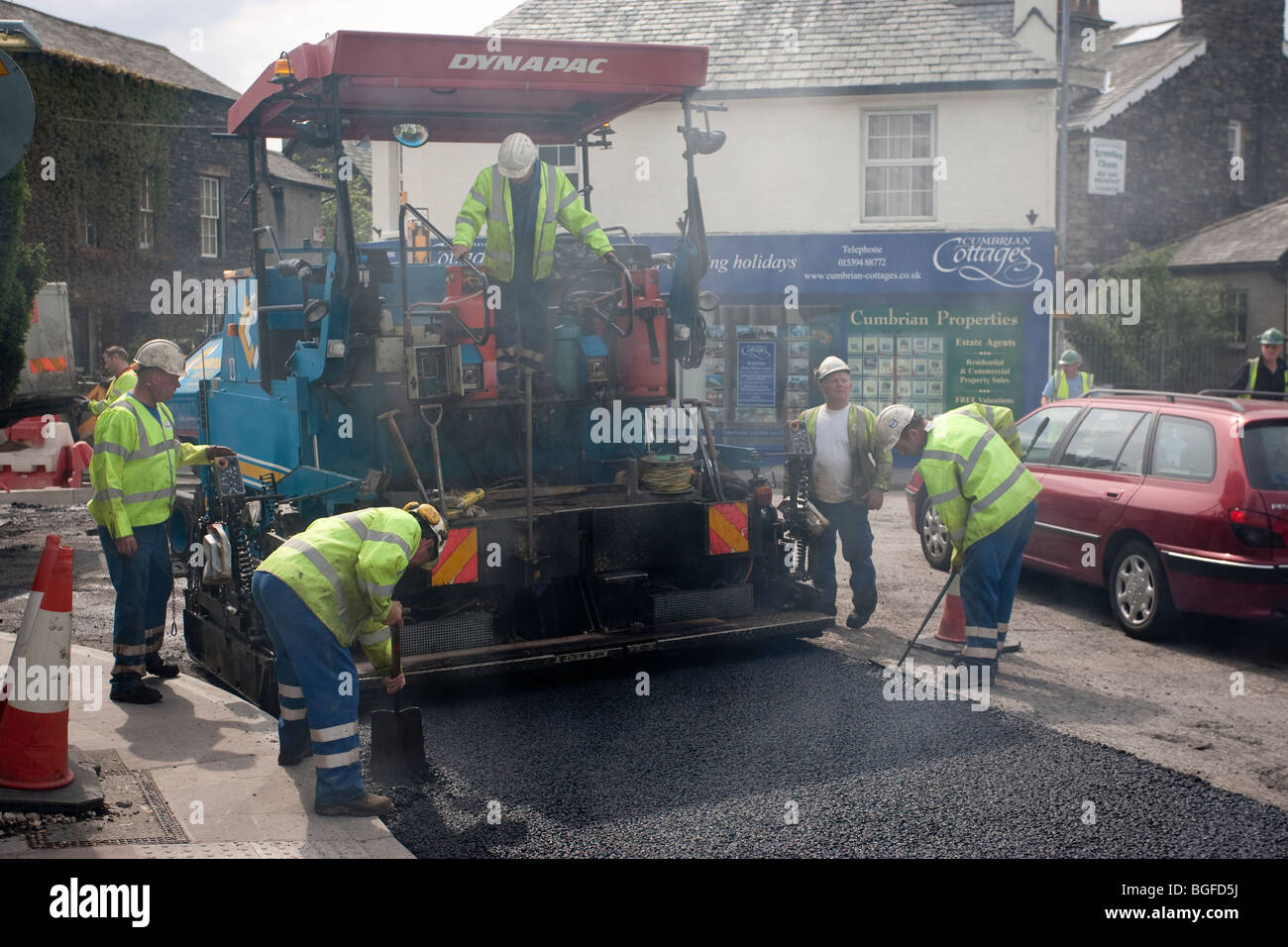 Tarmac asphalt resurfacing in Windermere at the end of town enhancement ...